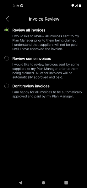 Usage: Invoice Approvals | Self Manager Mobile App